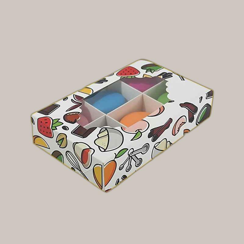 Custom Macaron Boxes with PVC Window - Rigid Packaging - Free Shipping - Bulk Quantity